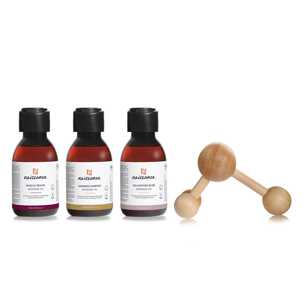 Massage Oil Collection with Wooden Massager | Naissance – Naissance UK